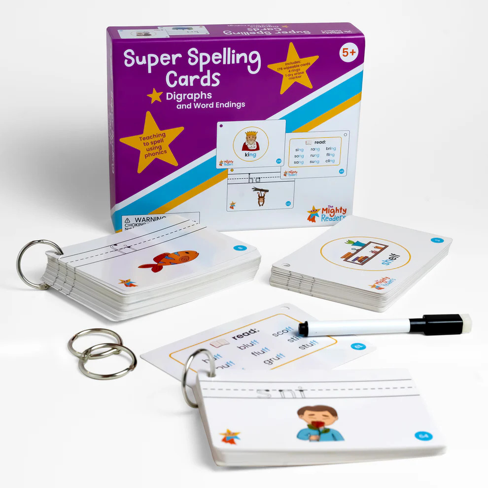 Super Spelling Cards: Digraphs and Word Endings – West Coast Literacy